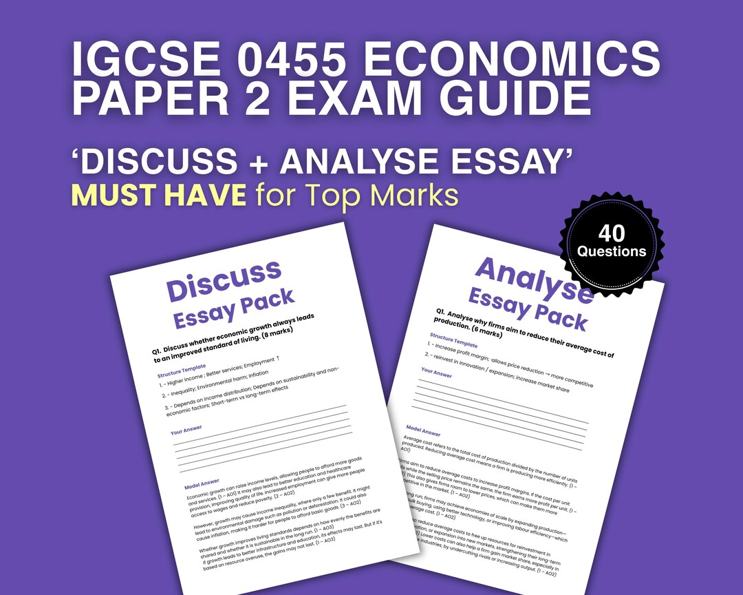 Igcse 0455 Economics Paper 2 Exam Guide Essay Writing Pack Igcse ...