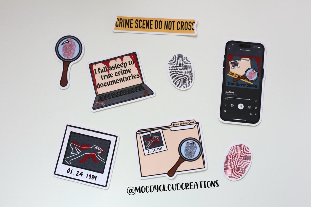 True Crime Sticker Pack (8), Podcast Sticker, Crime Scene Sticker ...