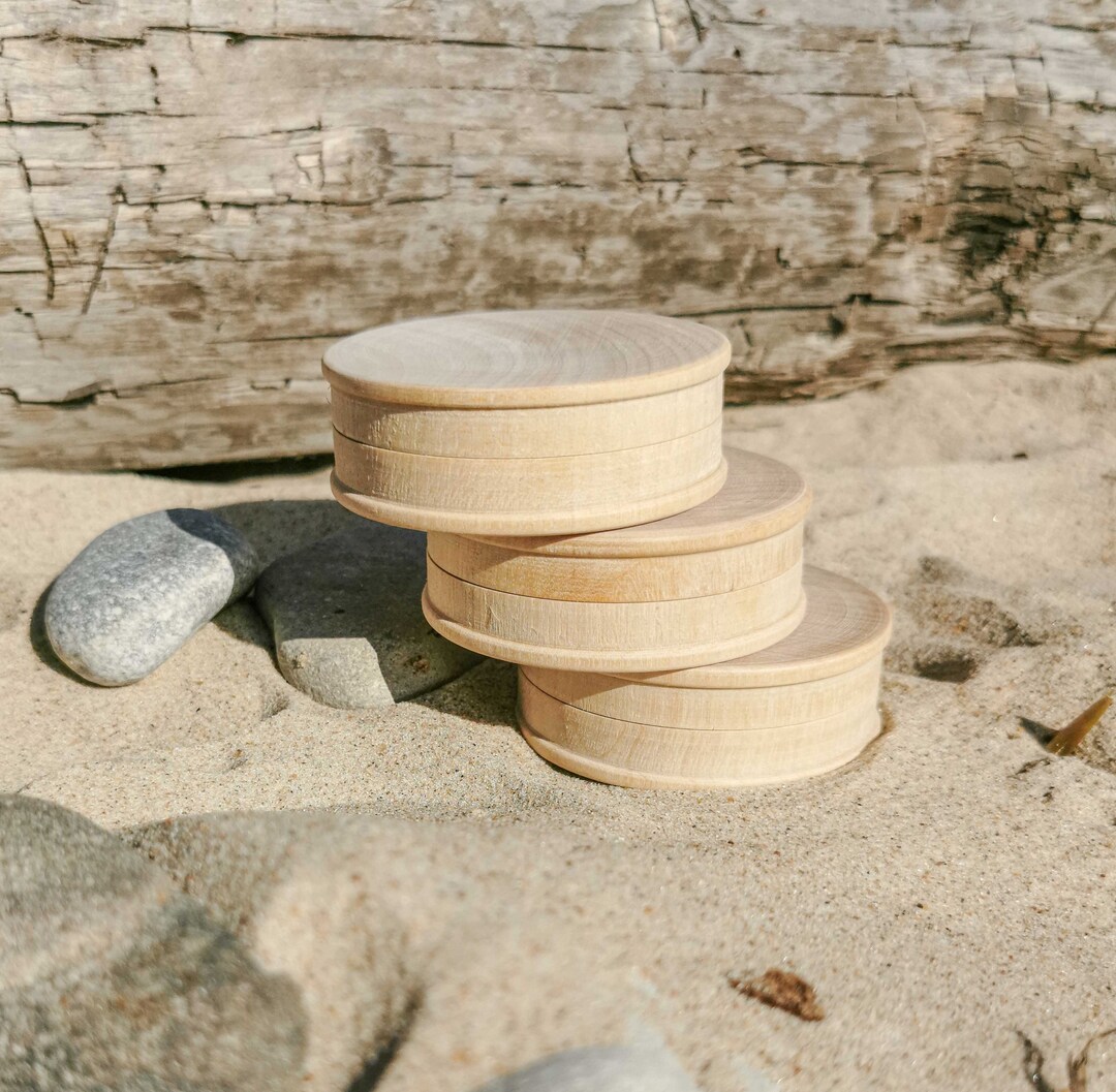 Wood Coin Round Box, Wooden Boxes for Trinkets Spices Powders Jewellery ...
