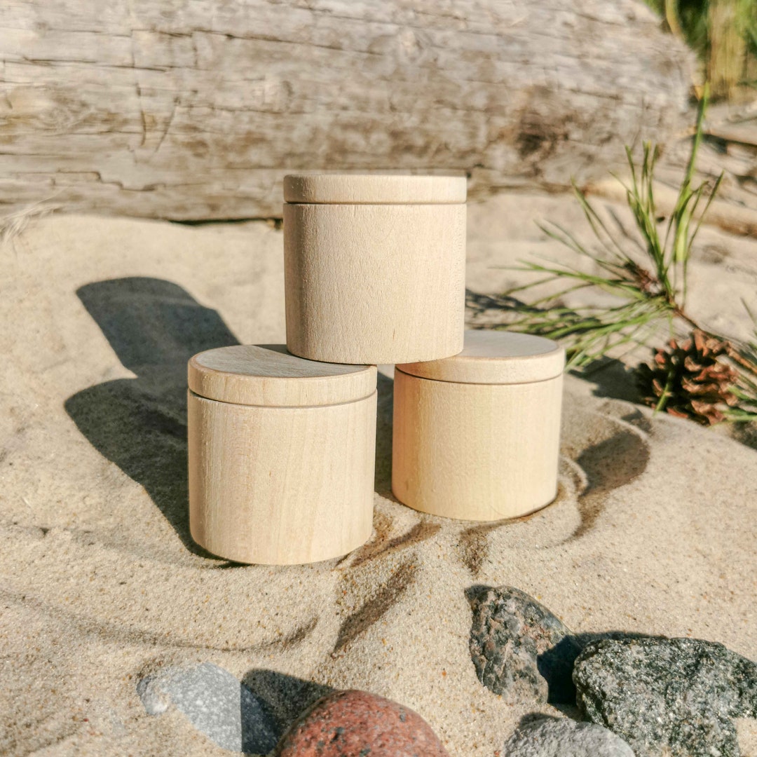 Wood Round Box for Trinkets Spices Powders Jewellery Wedding Ring ...