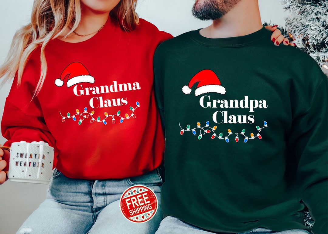 Grandma Grandpa Claus - Funny Grandparents Shirt - Christmas Gifts for ...