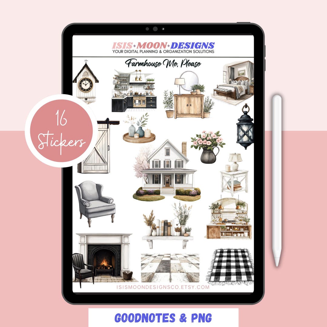 Farmhouse Digital Stickers, Farmhouse Stickers, Digital Planner ...