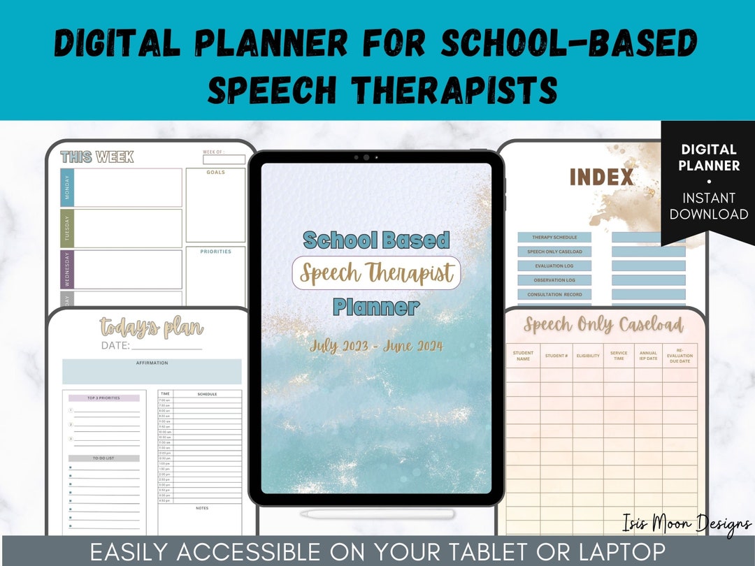 School Based Speech Therapist Digital Planner, SLP Planner, School ...