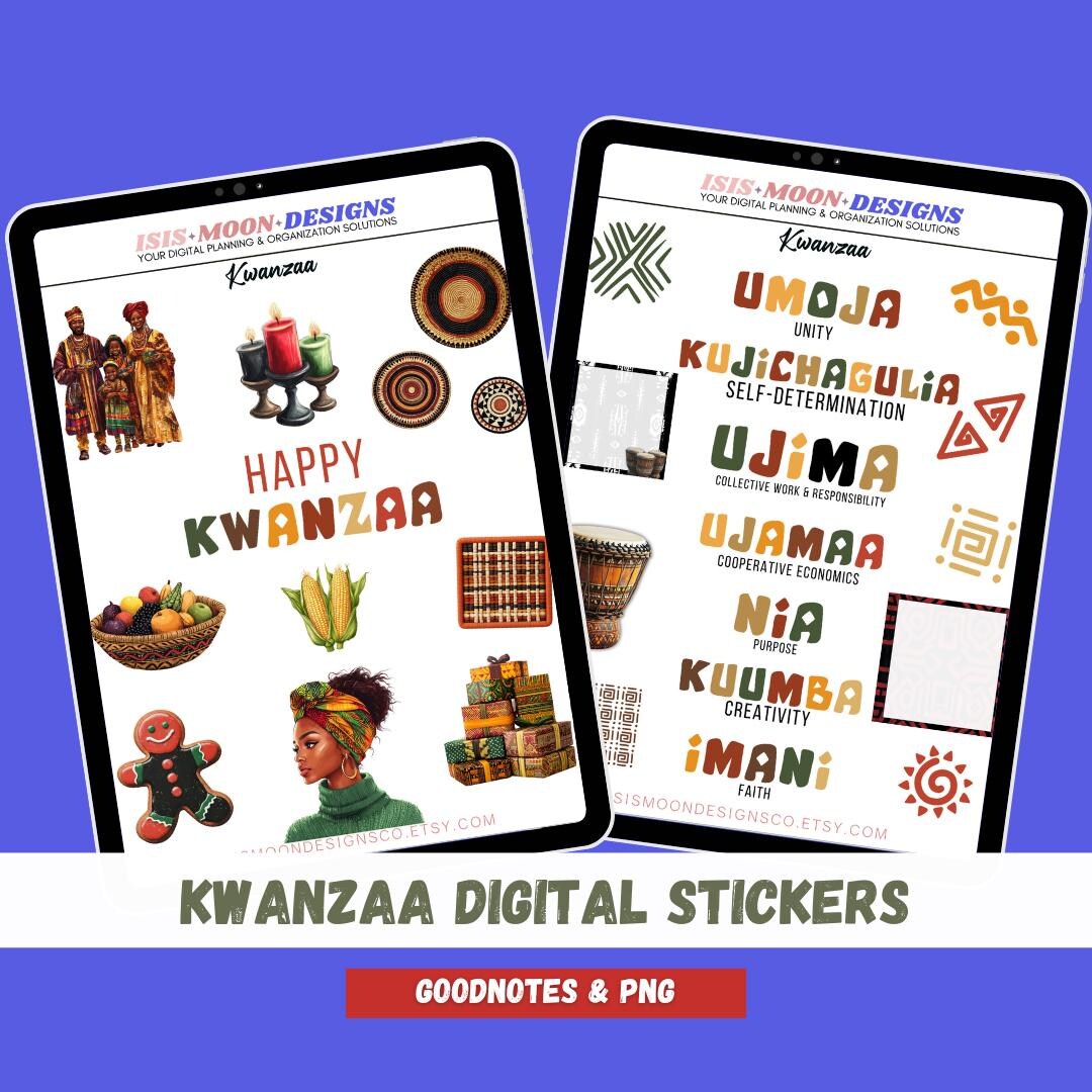 Kwanzaa Digital Stickers: Planner Scrapbook PNG, Goodnotes (digital ...