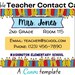 Teacher Contact Card Editable Canva Template Pencils - Etsy