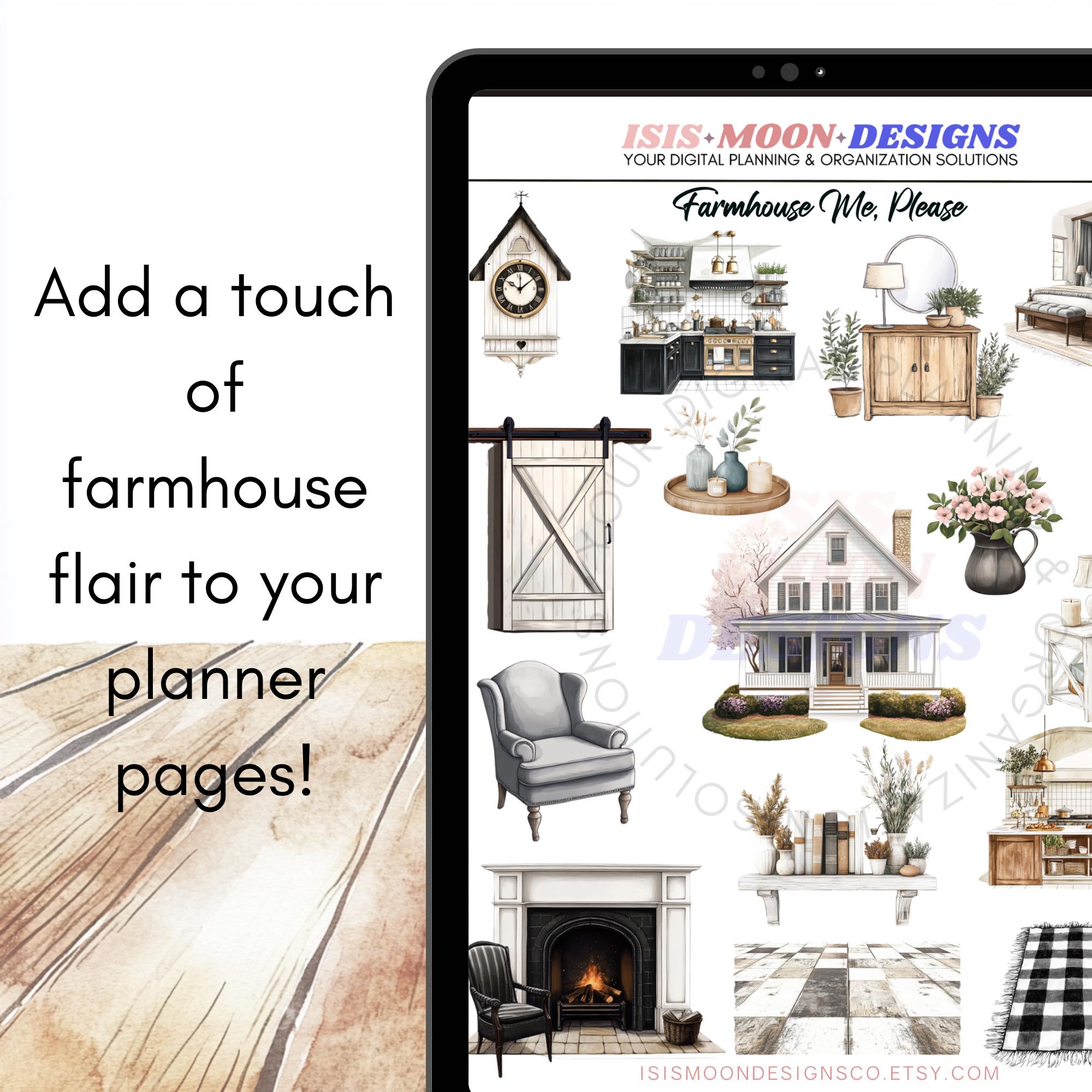 Farmhouse Digital Stickers, Farmhouse Stickers, Digital Planner ...