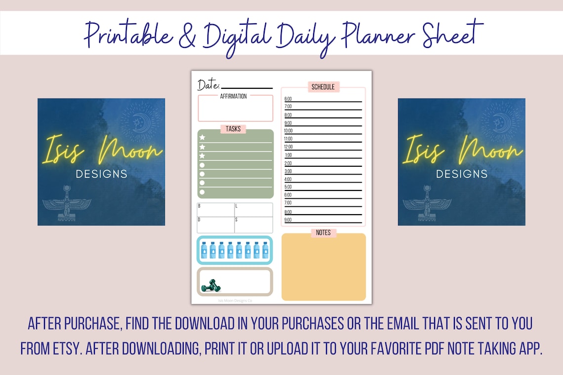 Printable and Digital Daily Planner Sheet, Daily Schedule, Printable ...