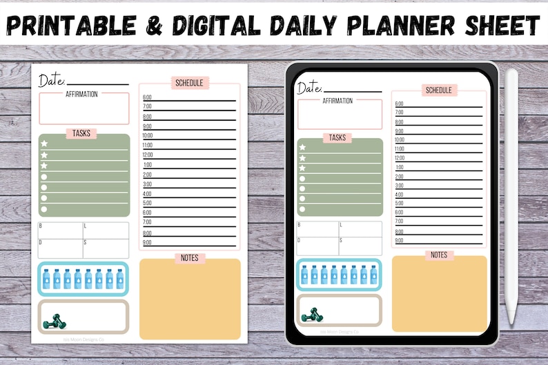 Printable and Digital Daily Planner Sheet, Daily Schedule, Printable ...