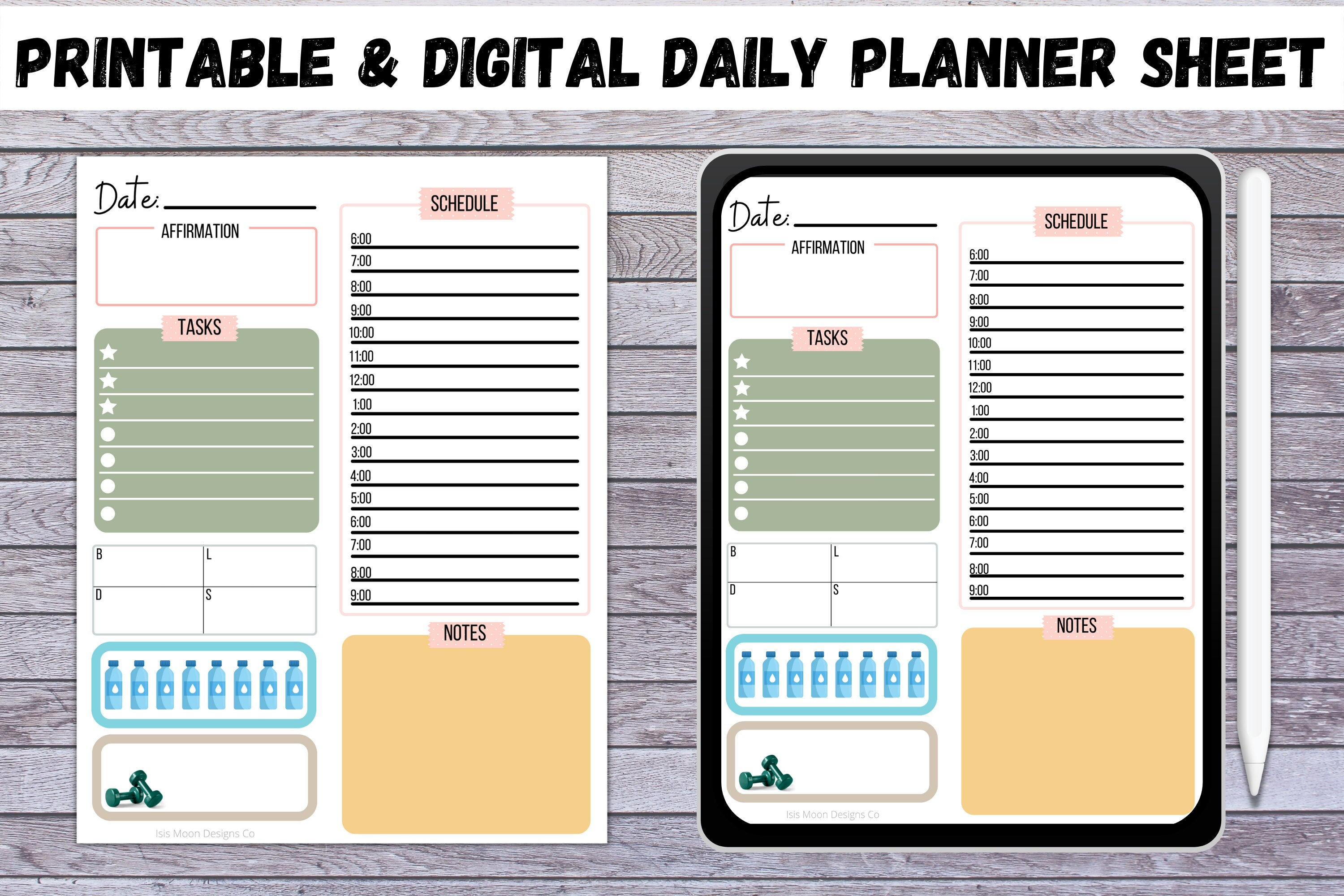 Printable and Digital Daily Planner Sheet, Daily Schedule, Printable ...
