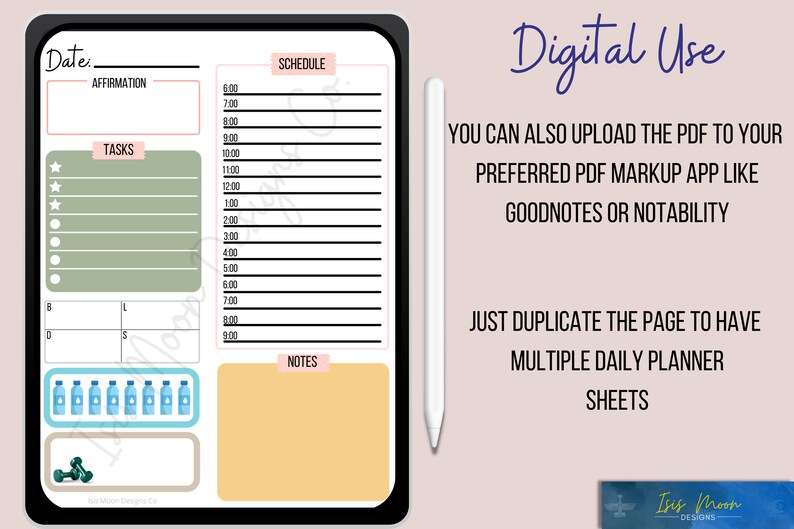 Printable Daily Planner Sheet: Schedule, Tasks, Notes (digital Download ...