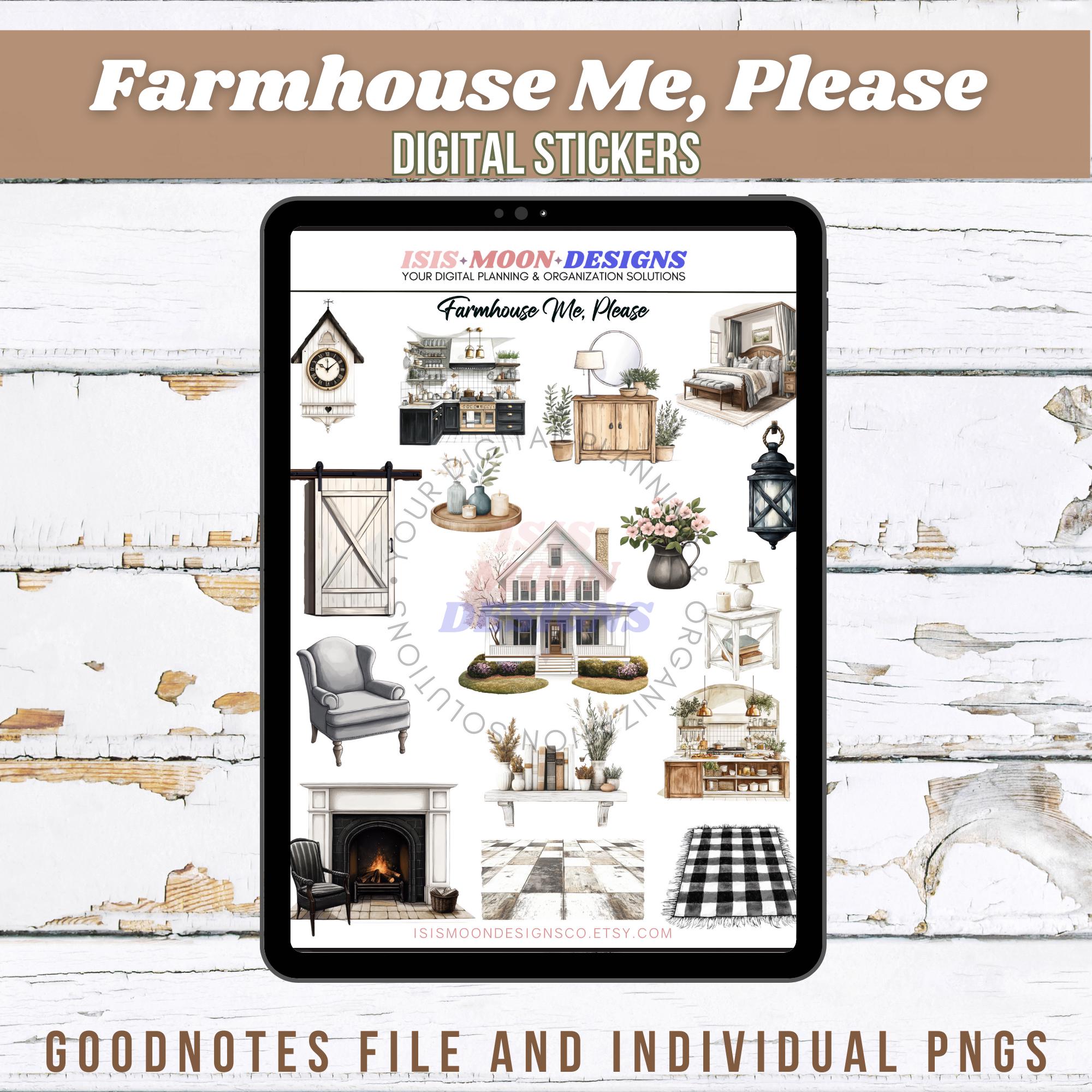 Farmhouse Digital Stickers, Farmhouse Stickers, Digital Planner ...