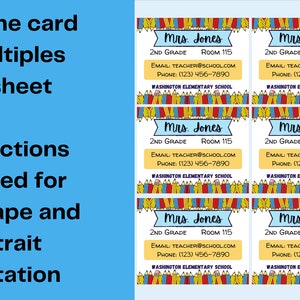 Teacher Contact Card Editable Canva Template Pencils - Etsy