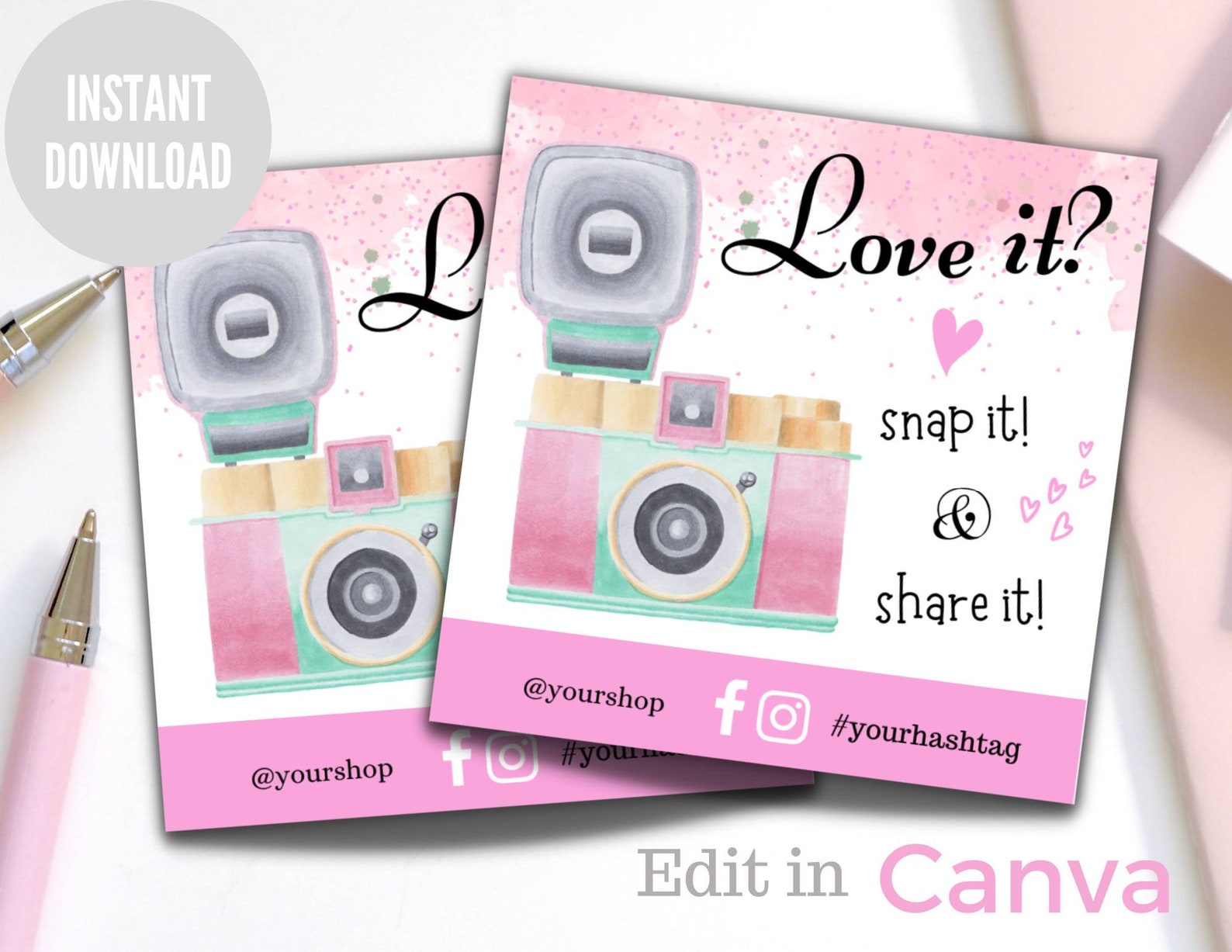 Snap and Share Card Template, Digital Download Social Media Card, Tag ...