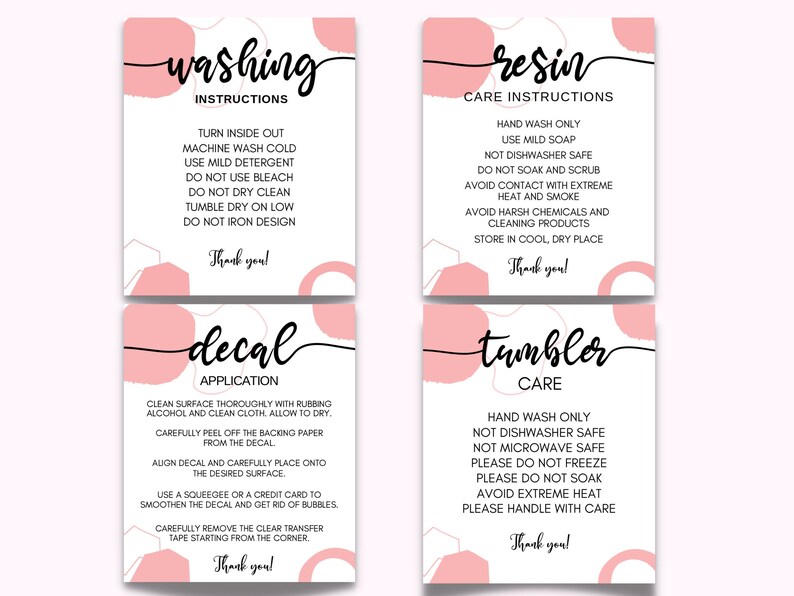 Care Card Bundle Printable Instructions Cards for Small - Etsy