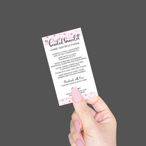 Beaded Bracelet Care Card: Printable Small Business Instructions ...