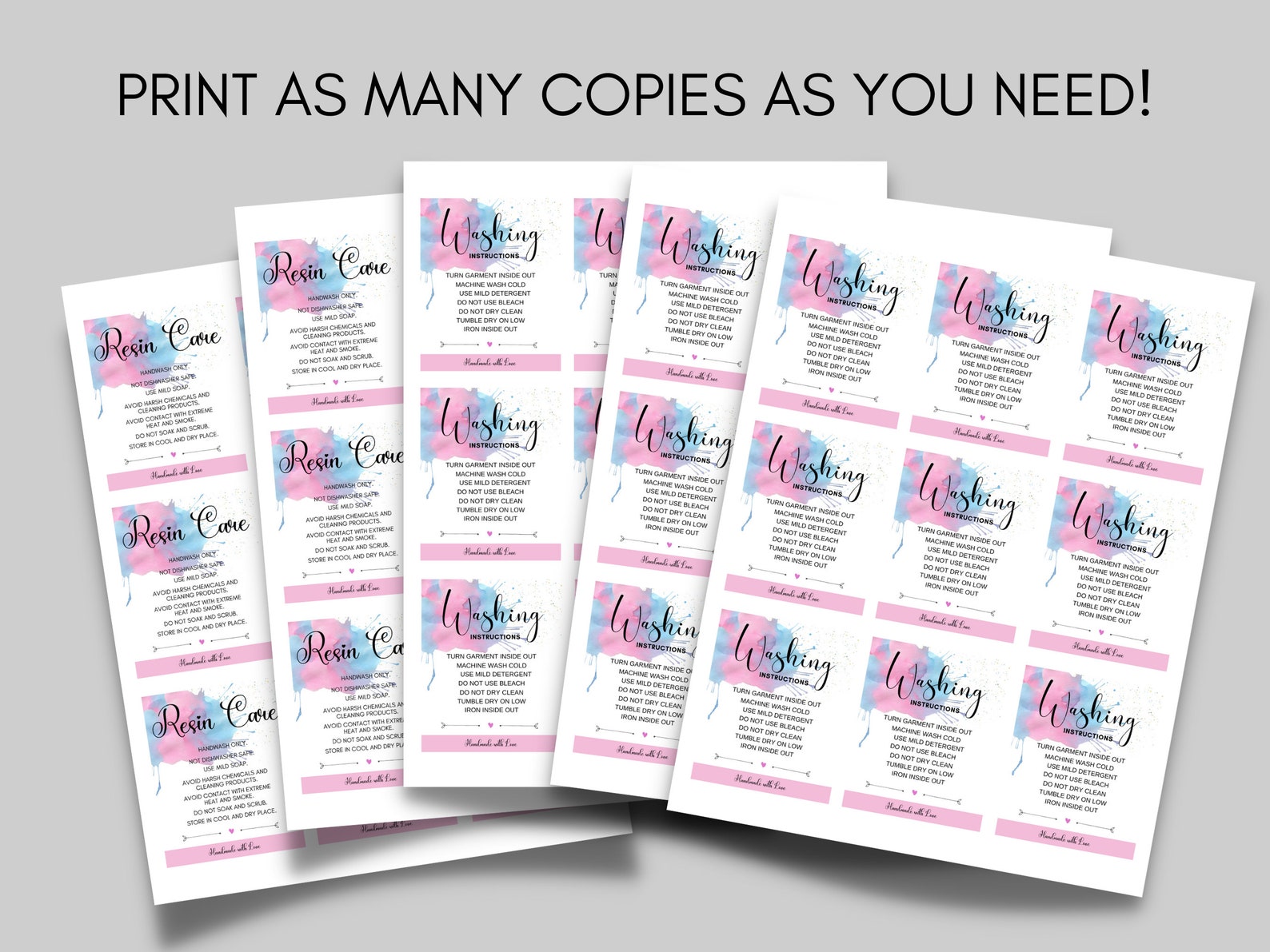 Care Card Bundle Care Instructions for Small Business - Etsy