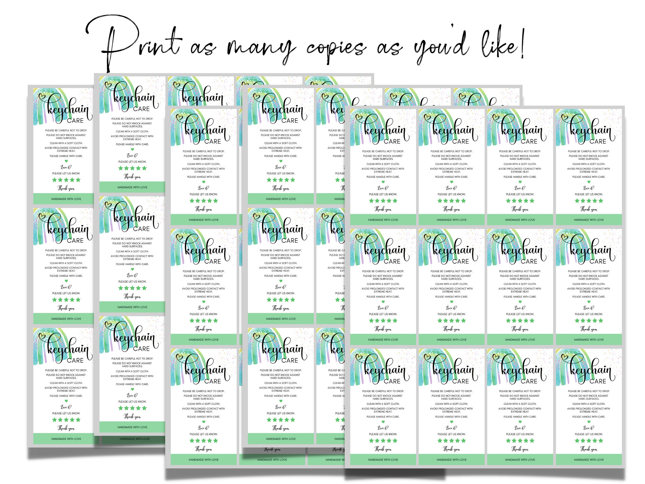 Keychain Care Card Care Instructions Card for Small Business - Etsy