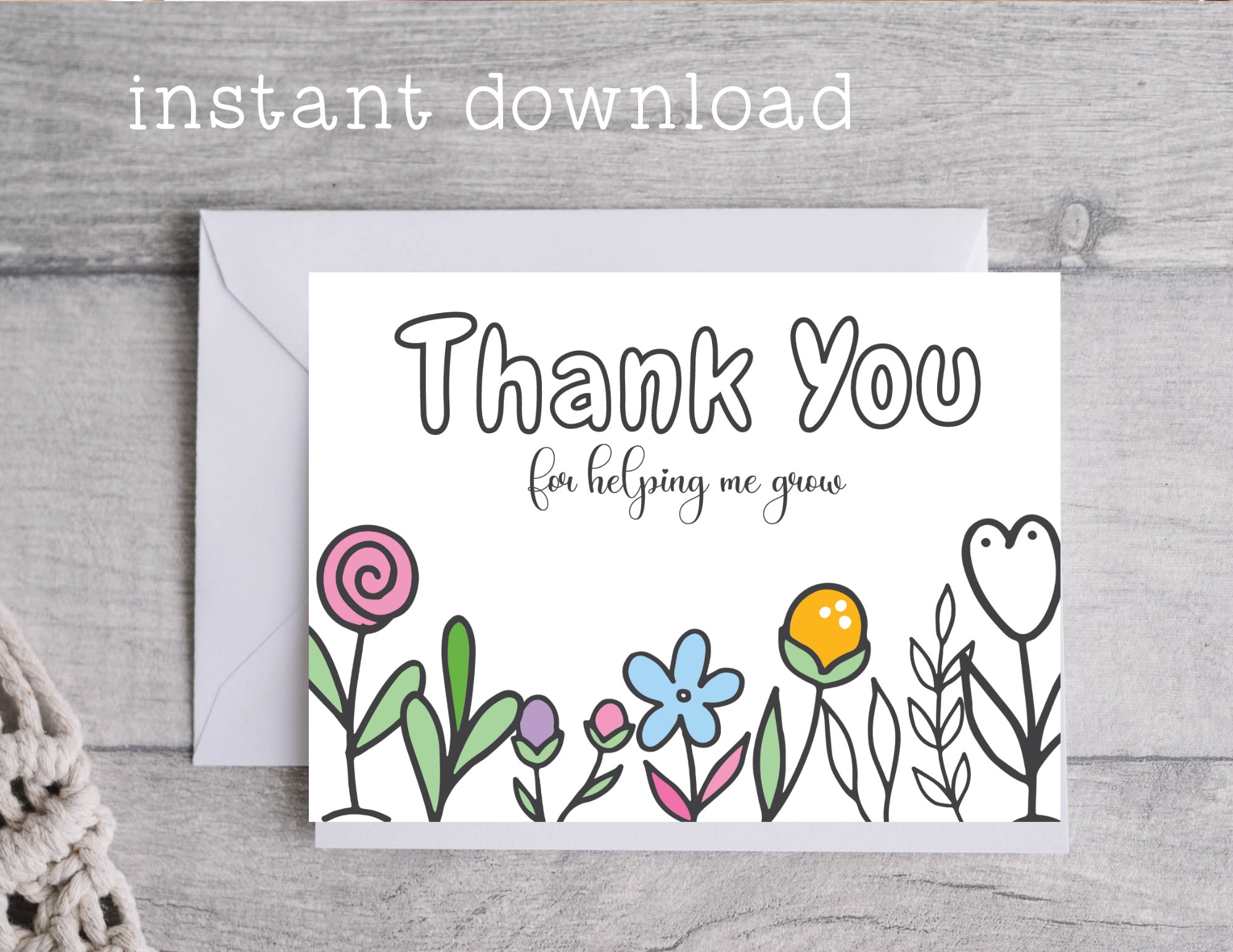 Thank You Teacher Coloring Card Teacher Gift Card Printable - Etsy
