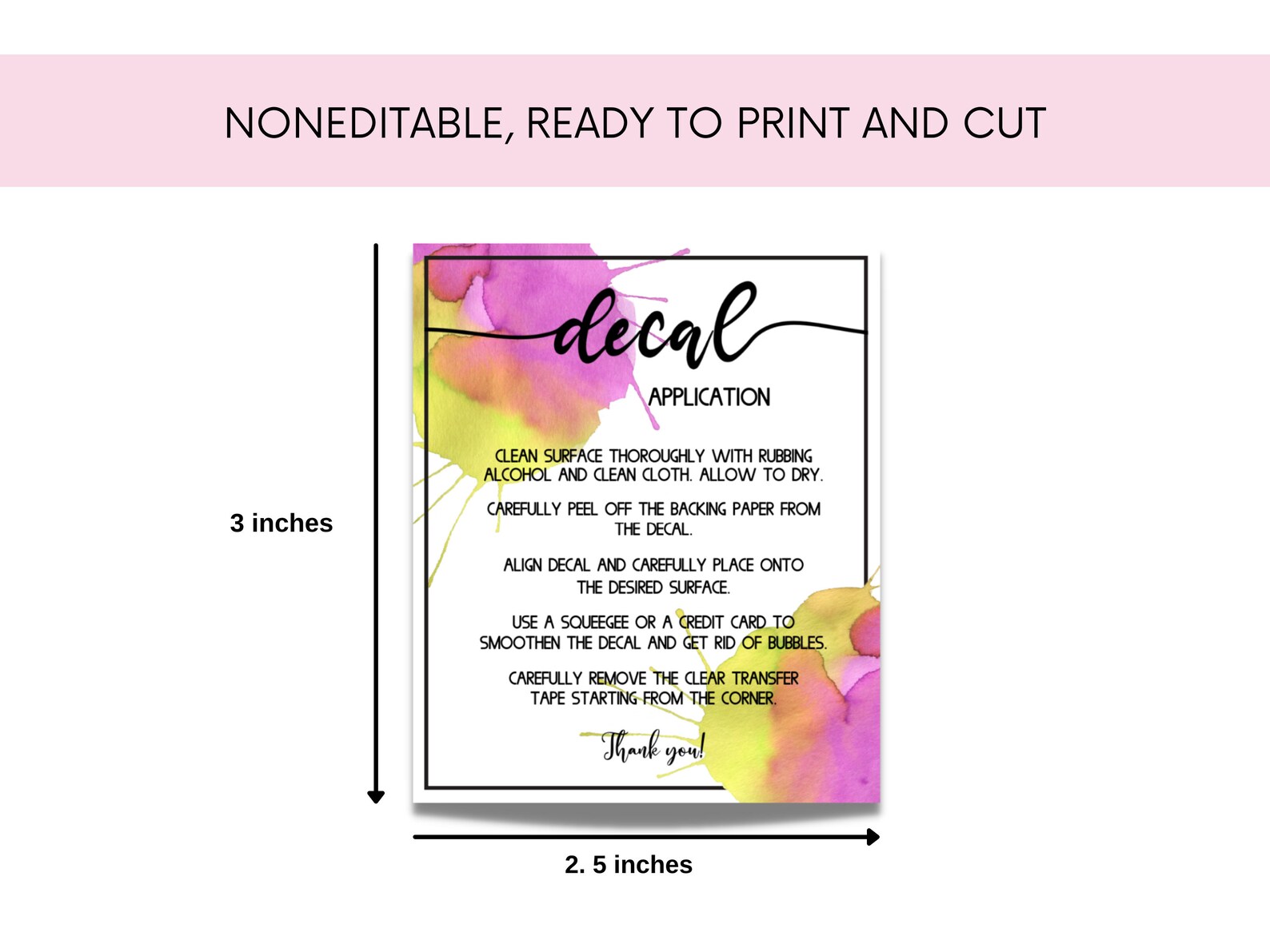 Vinyl Decal Application Card How to Apply Vinyl Decal - Etsy