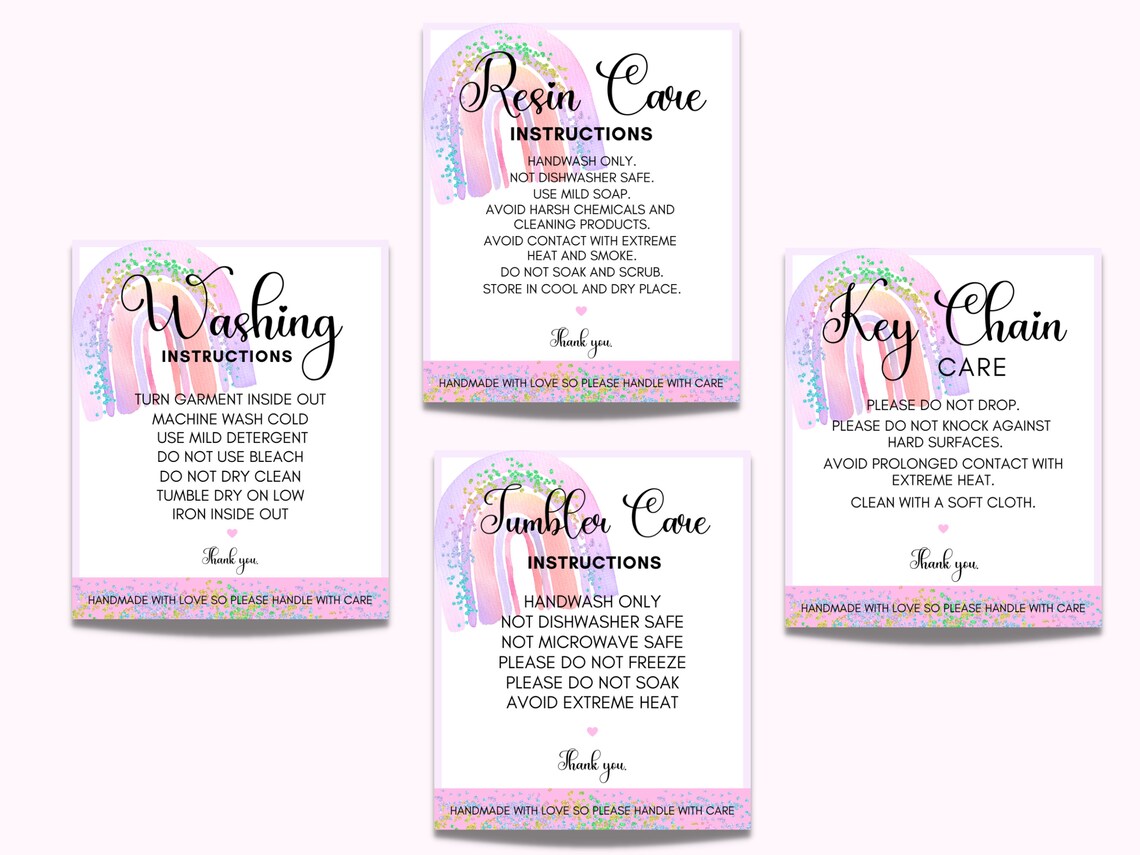 Care Card Bundle Printable Care Instructions Cards for Small - Etsy