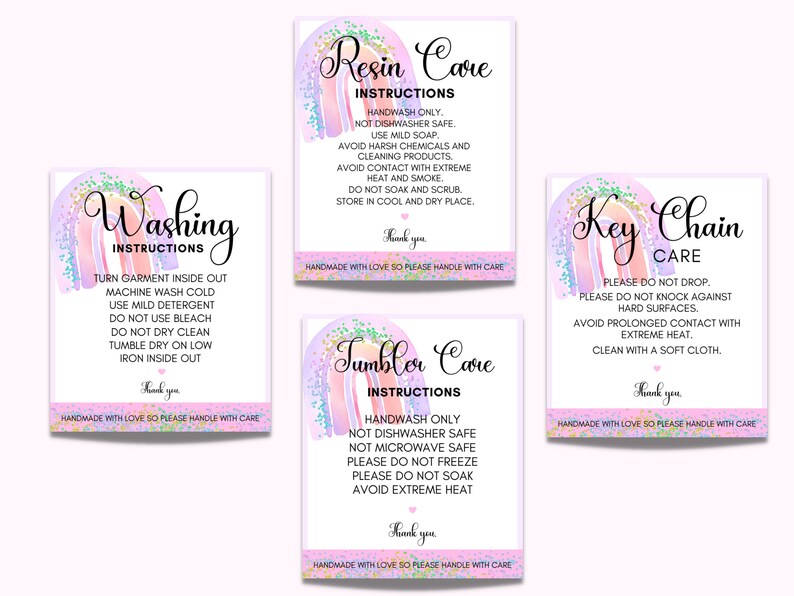 Care Card Bundle Printable Care Instructions Cards for Small - Etsy