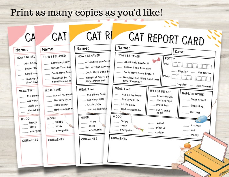 Cat Report Card: Pet Sitter Form (digital Download) - Etsy