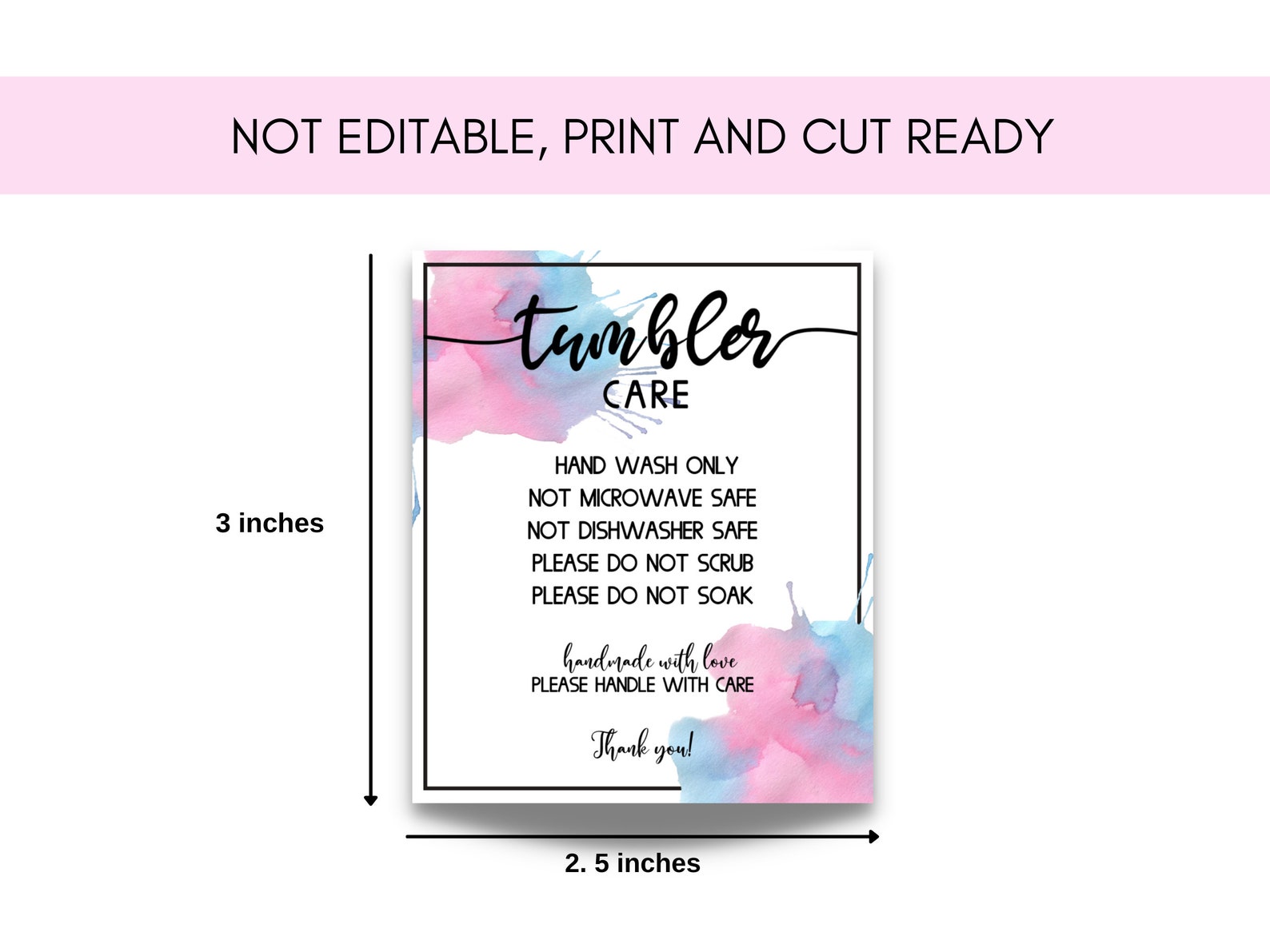 Printable Care Card Bundle: Small Business Instructions (digital ...