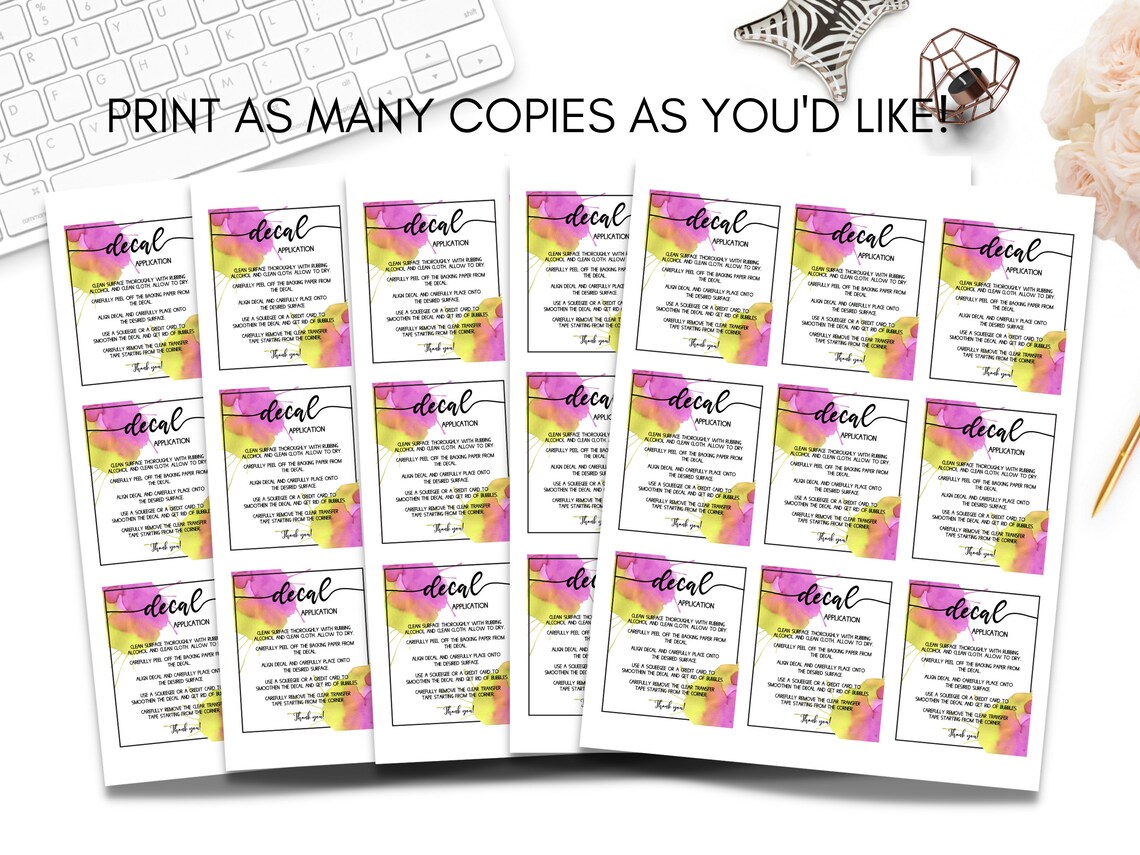 Vinyl Decal Application Card How to Apply Vinyl Decal - Etsy