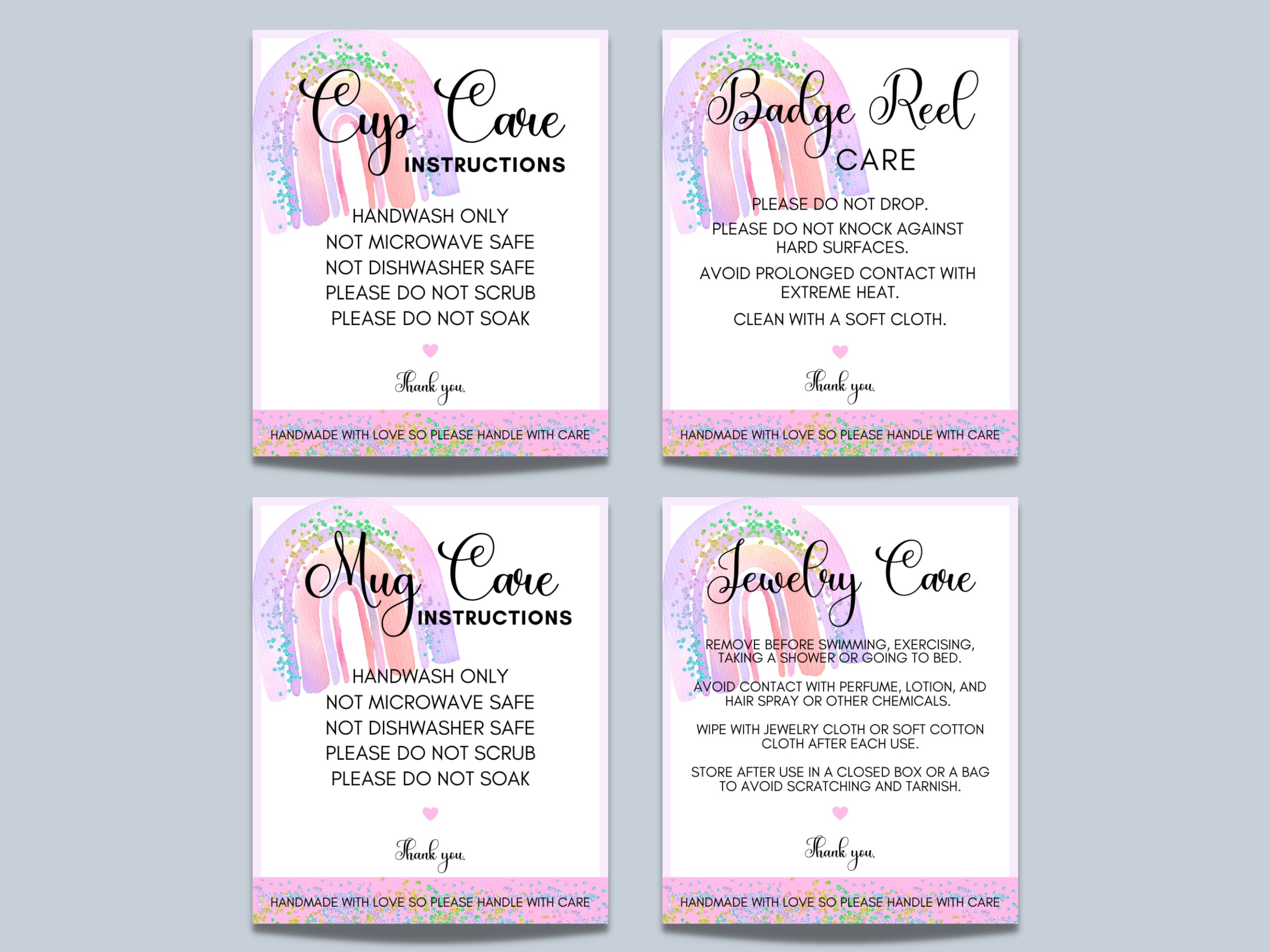 Care Card Bundle Printable Care Instructions Cards for Small - Etsy