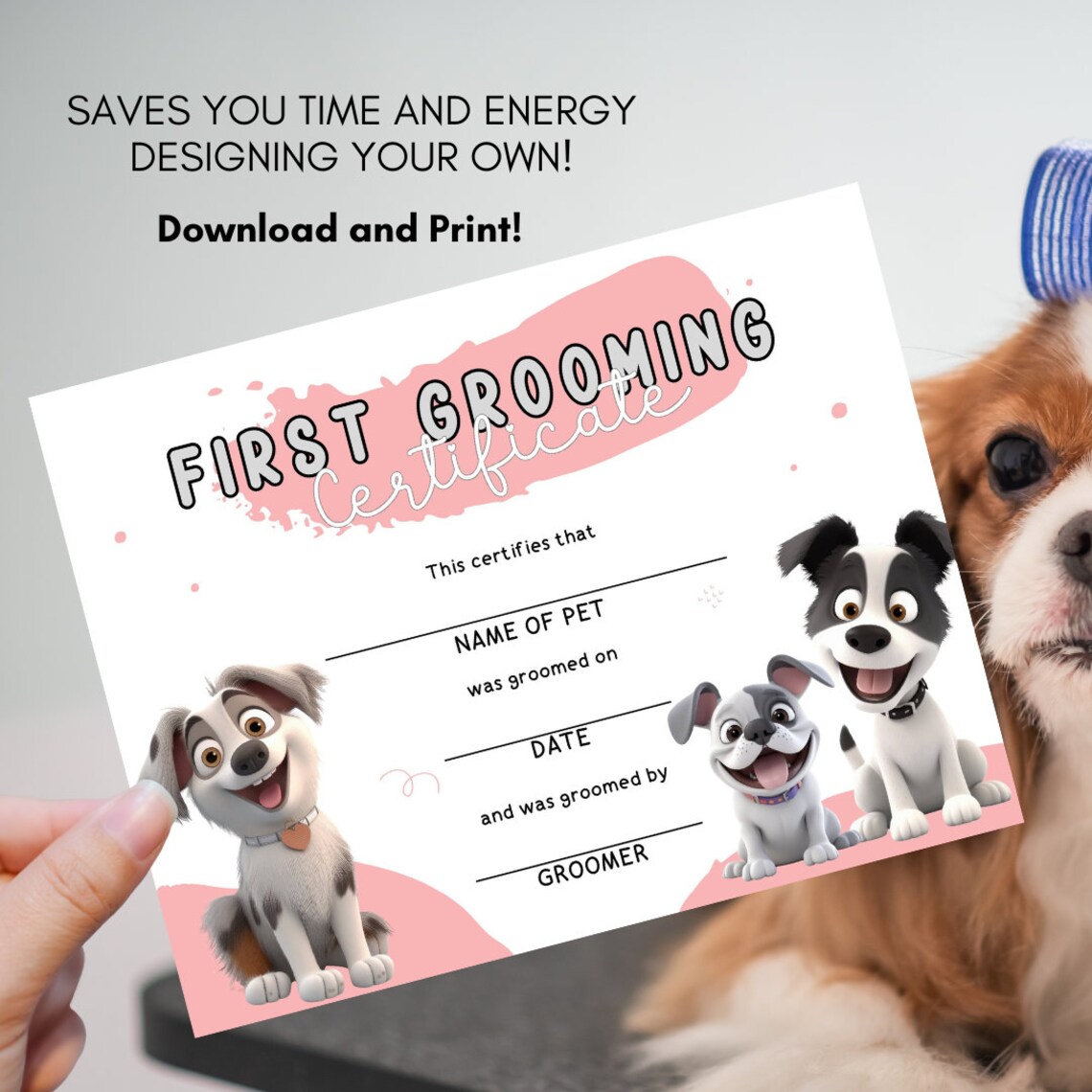 Puppy First Grooming Certificate: Printable Keepsake (digital Download ...