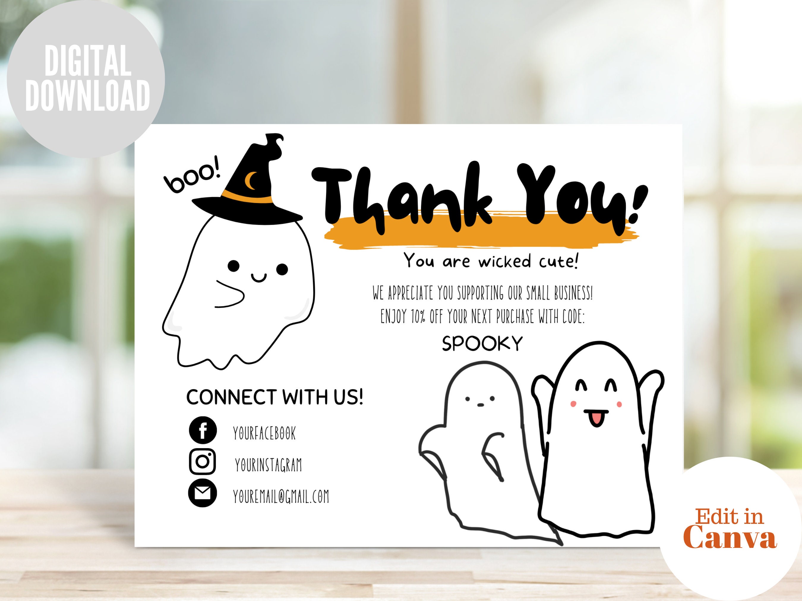 Halloween Business Thank You Card Template Spooky Thank You - Etsy