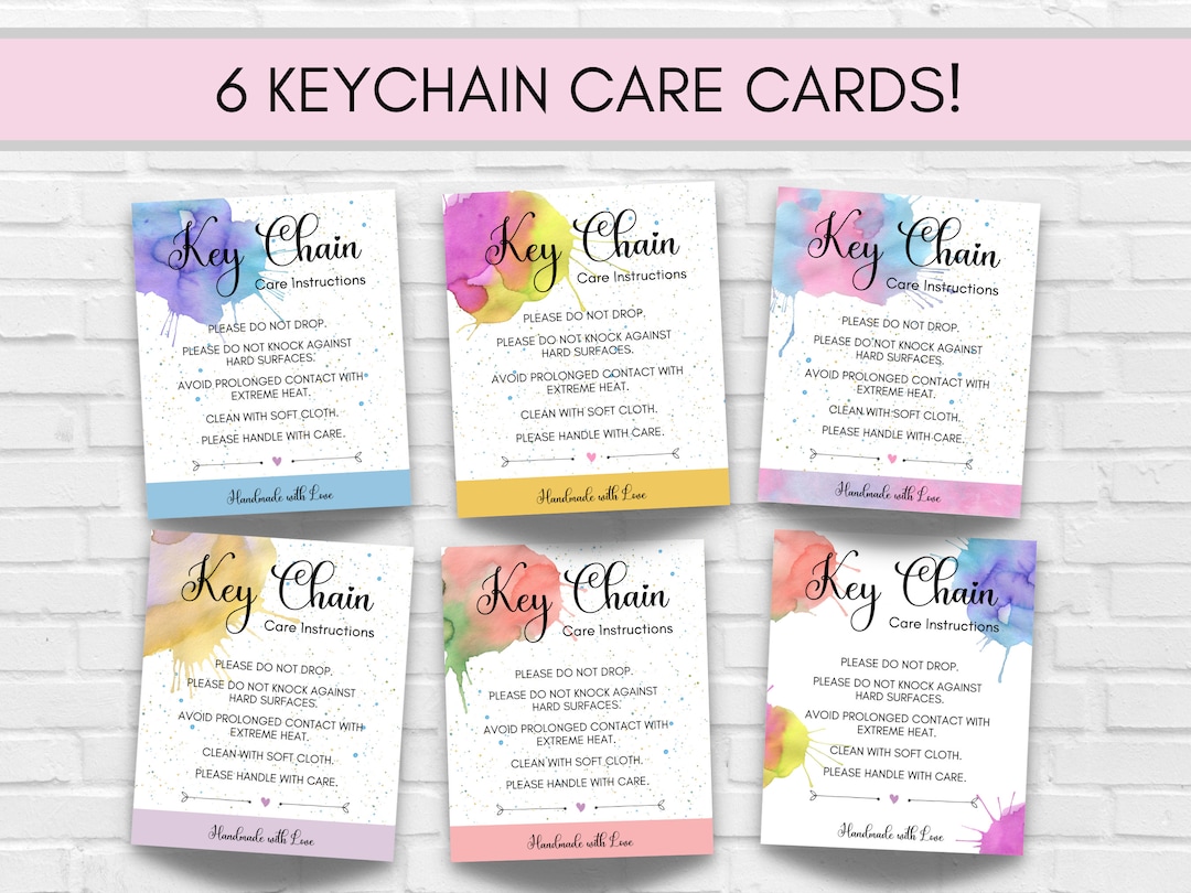 Keychain Care Card, Printable Key Chain Instructions, Instant Download ...
