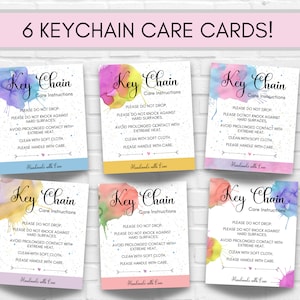 Keychain Care Card, Printable Key Chain Instructions, Instant Download ...