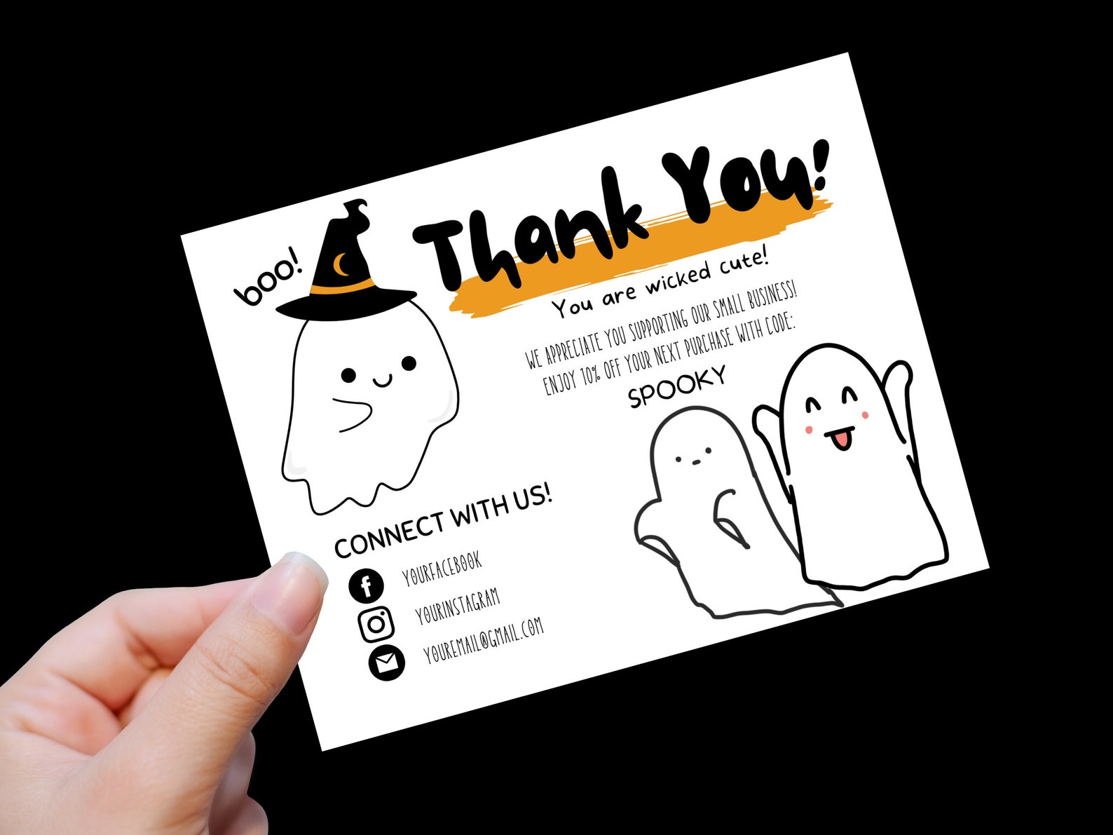 Halloween Business Thank You Card Template Spooky Thank You - Etsy