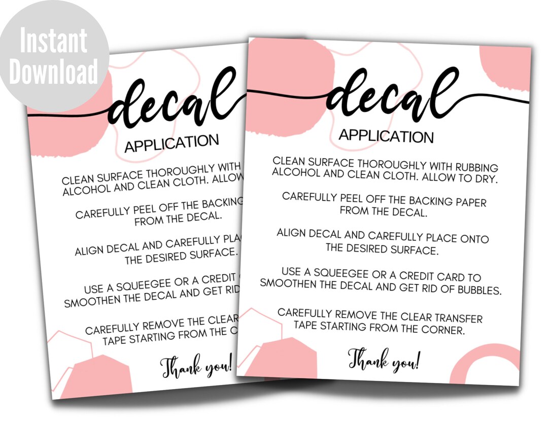 Decal Application Instructions Card, How to Apply Vinyl Decal ...