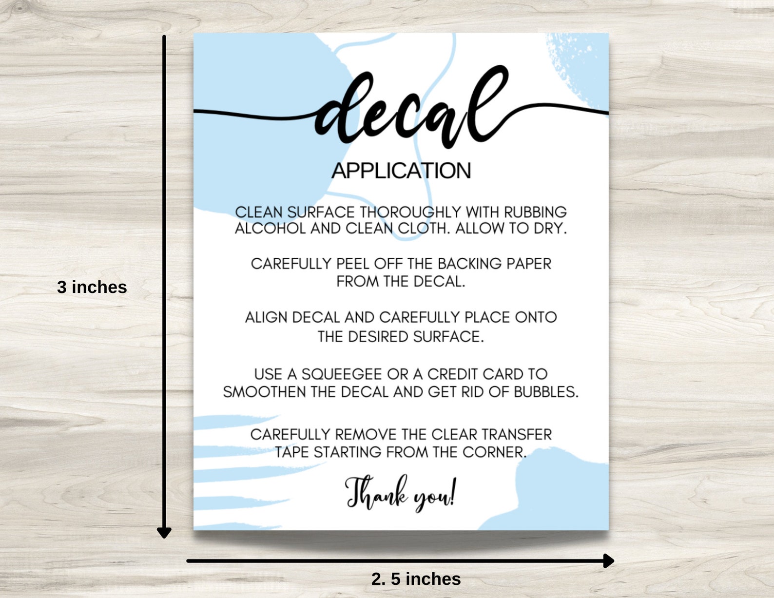 Decal Application Instructions Card, How to Apply Vinyl Decal ...