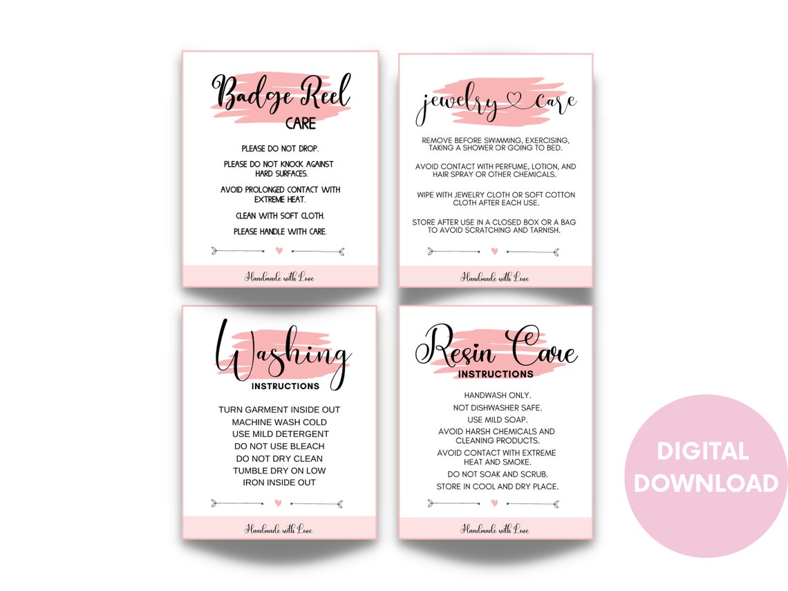 Care Card Bundle Printable Instructions Cards for Small - Etsy