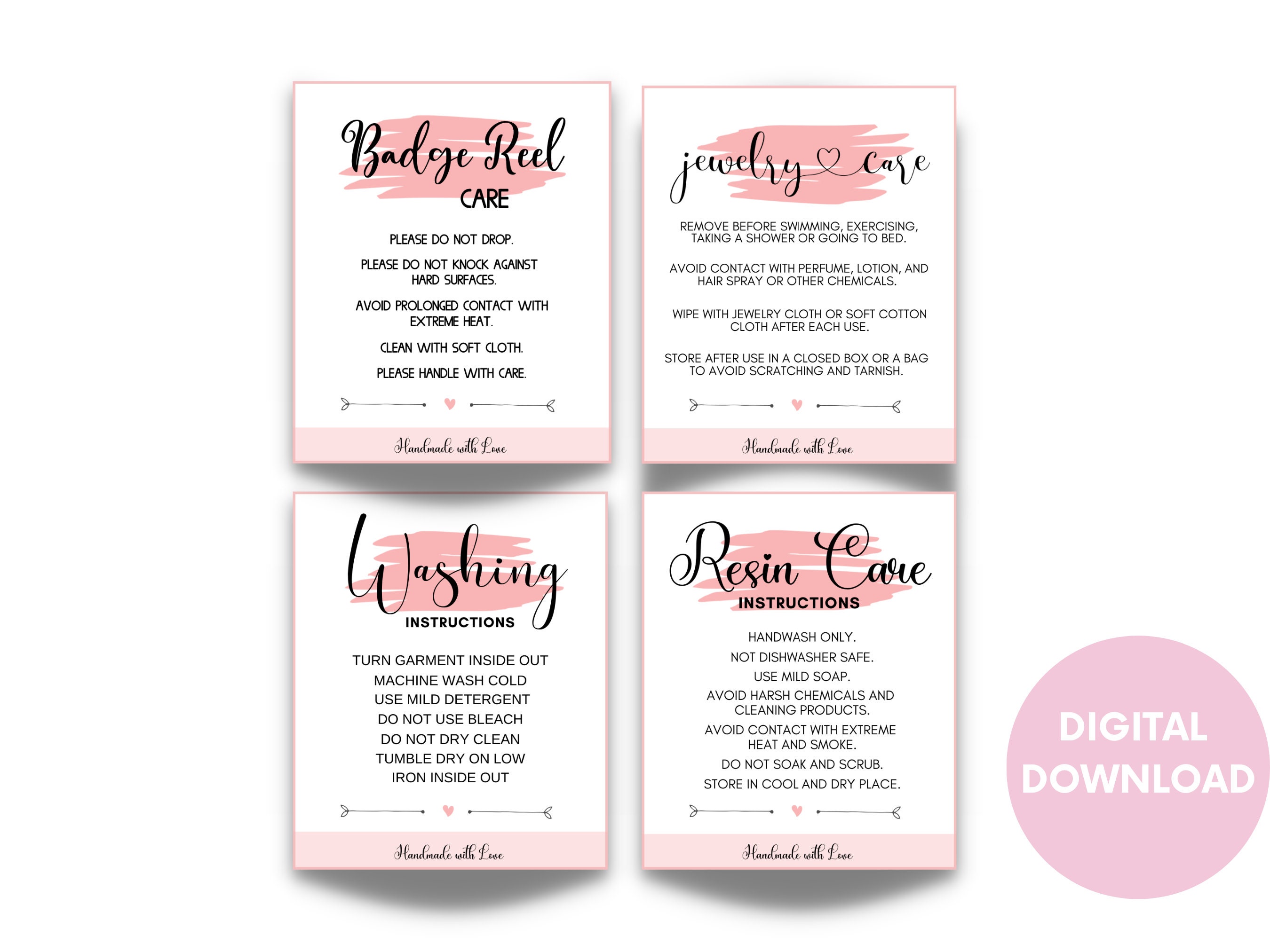 Care Card Bundle Printable Instructions Cards for Small - Etsy