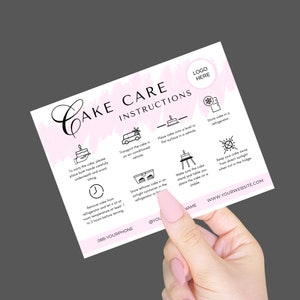 Cake Care Card, Care Instructions Template, Printable Cake Guide ...