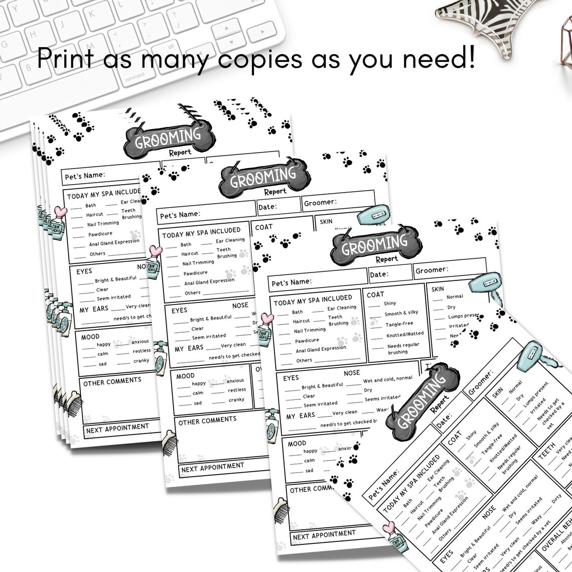 Dog Grooming Report Card: Pet Spa Form (digital Download) - Etsy