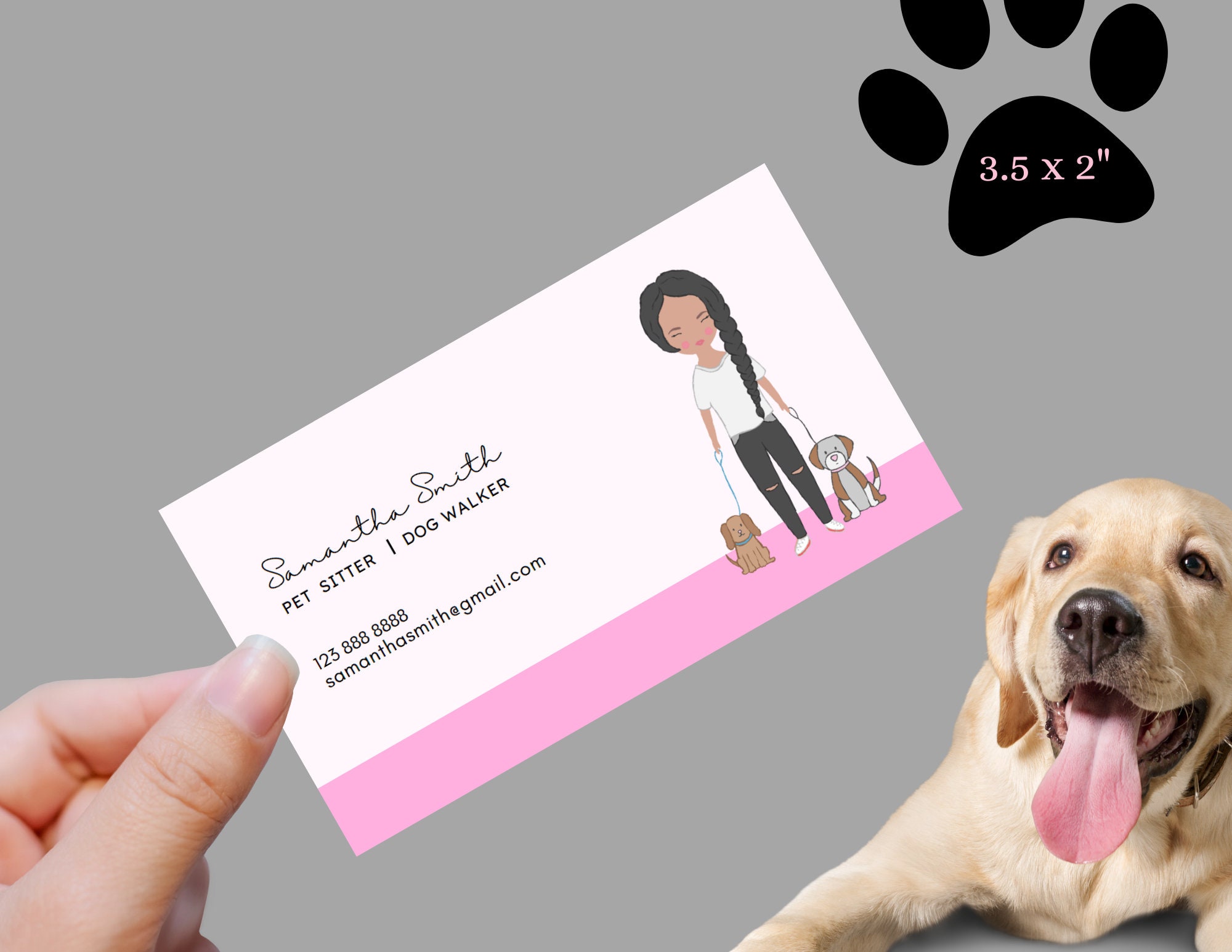 Dog Walking Business Card Template, Dog Walker, Editable Minimalist Pet ...