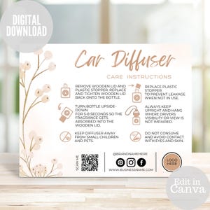 Car Diffuser Care Card, Small Business Care Instructions, Scent Care ...
