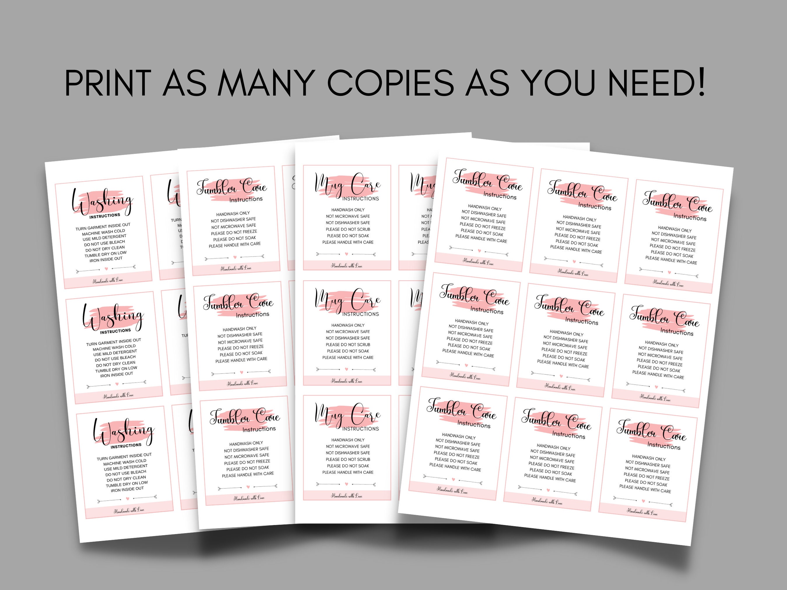 Care Card Bundle Printable Instructions Cards for Small - Etsy