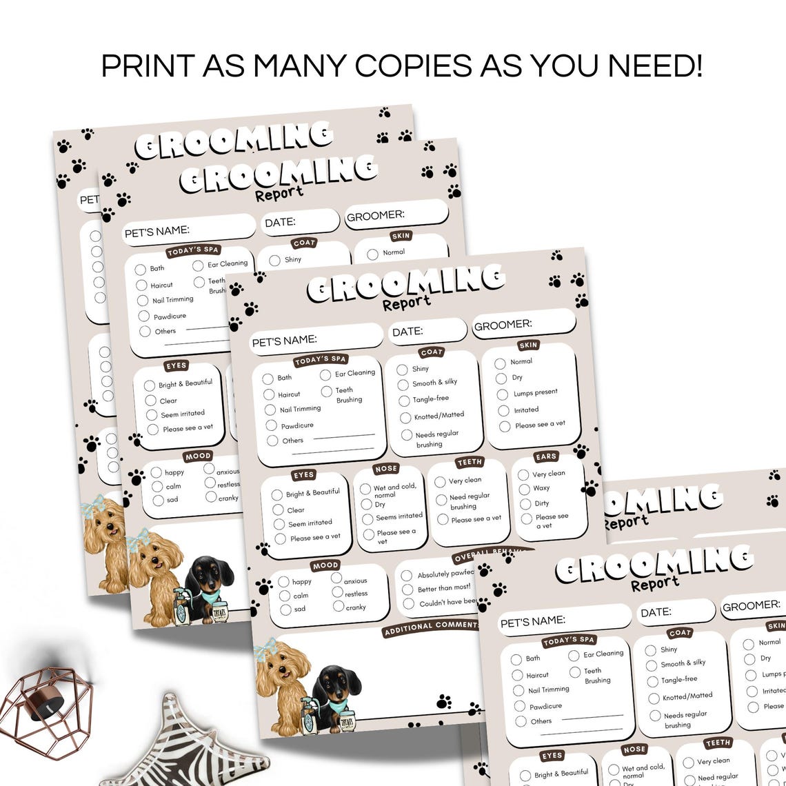 Dog Grooming Report Card: Pet Spa Form (printable PDF) - Etsy