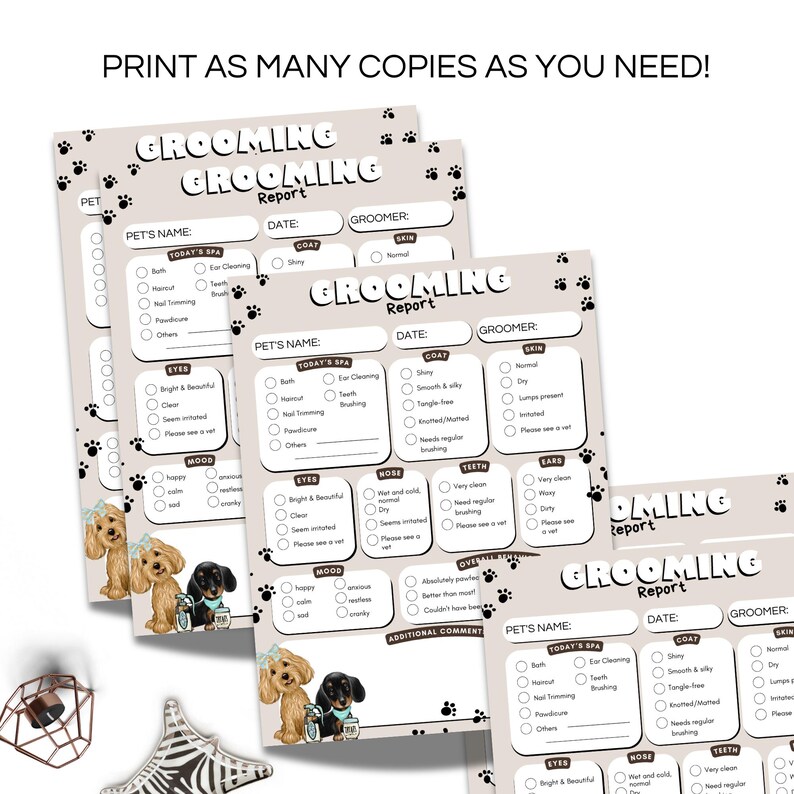 Dog Grooming Report Card: Pet Spa Form (printable PDF) - Etsy