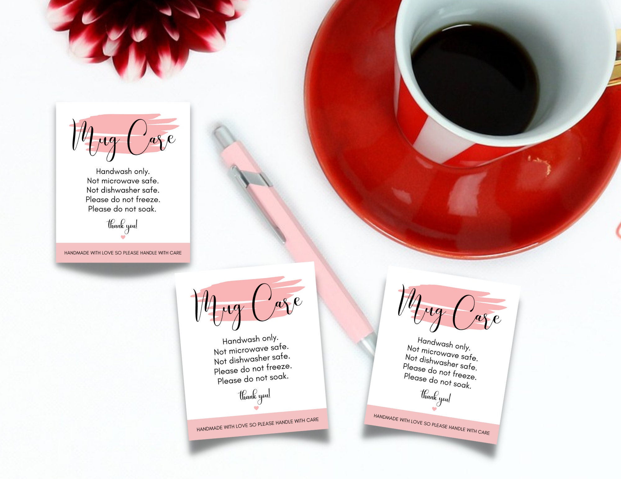 Mug Care Card Cup Care Card Instant Download Instructions - Etsy