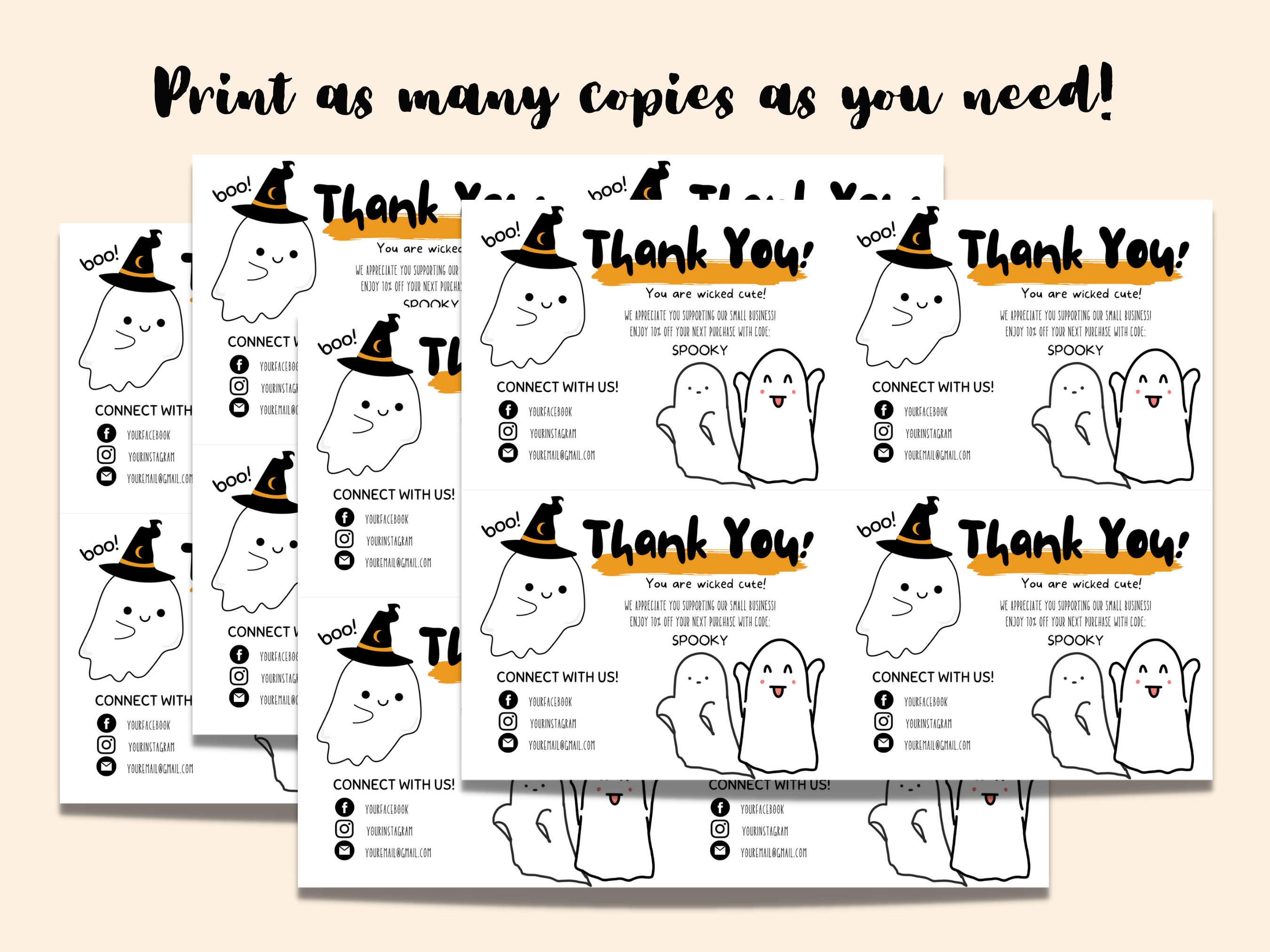 Halloween Business Thank You Card Template Spooky Thank You - Etsy