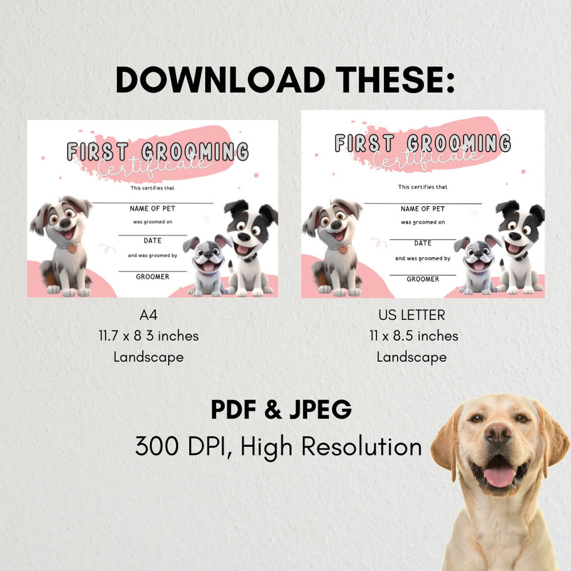 Puppy First Grooming Certificate: Printable Keepsake (digital Download ...