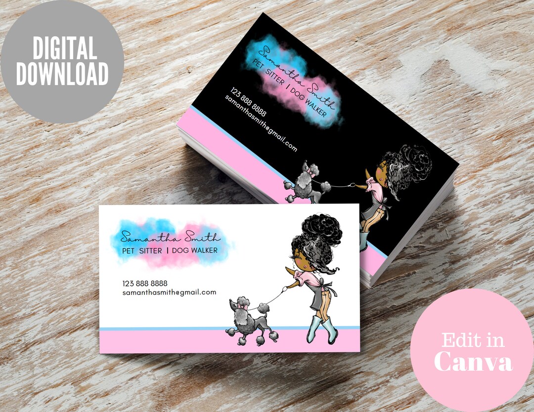 Dog Walking Business Card Template, Dog Walker Card, Pet Sitting ...