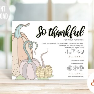 Fall Thank You Card Template, Fall Thank You Business Card Printable ...